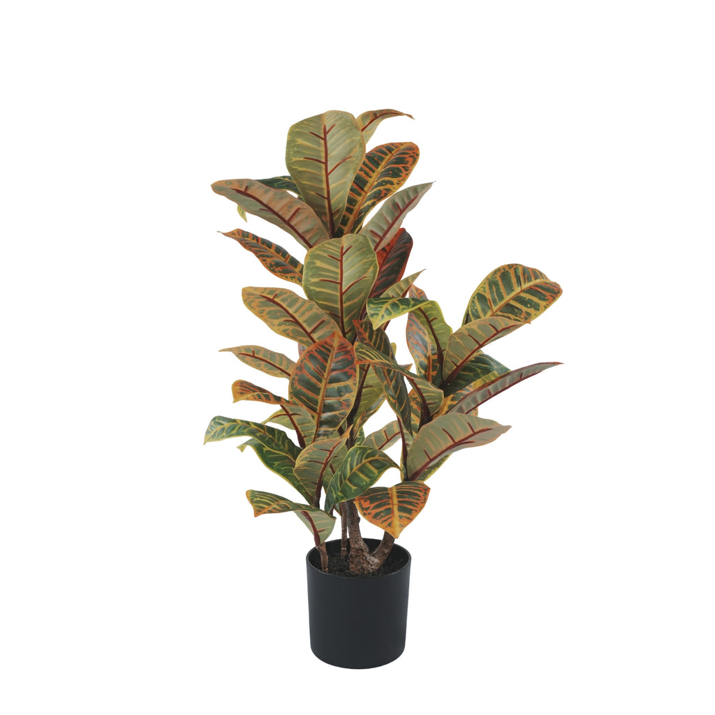 Artificial Potted Flaming Zebra (Codiaeum variegatum / crotons) 55cm ...